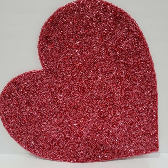 Isaac Mizrahi | Accents | X2 Isaac Mizrahi Valentines Beaded Sequins Heart Placemat Centerpiece ...